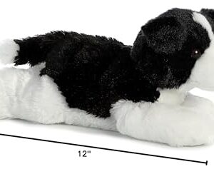 Aurora® Adorable Flopsie™ Border Collie Stuffed Animal - Playful Ease - Timeless Companions - Black 12 Inches