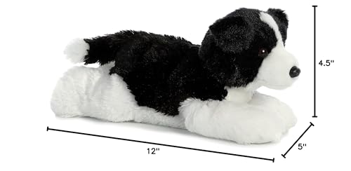 Aurora® Adorable Flopsie™ Border Collie Stuffed Animal - Playful Ease - Timeless Companions - Black 12 Inches