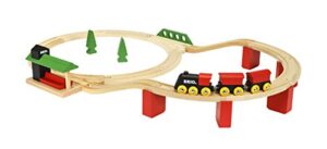 brio world 33424 - classic deluxe railway set - 25 piece wood train set with accessories and wooden tracks for kids ages 2 and up