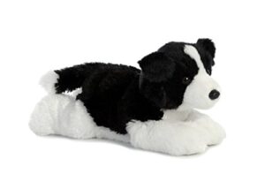 aurora® adorable flopsie™ border collie stuffed animal - playful ease - timeless companions - black 12 inches