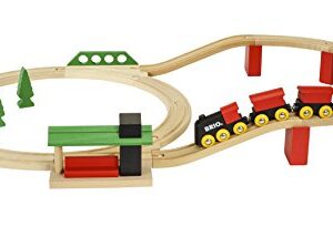 BRIO World 33424 - Classic Deluxe Railway Set - 25 Piece Wood Train Set with Accessories and Wooden Tracks for Kids Ages 2 and Up