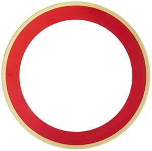 amscan premium plastic round party-plates, 7 1/2 inches, white with red border