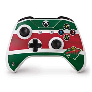 skinit decal gaming skin compatible with xbox one s controller - officially licensed nhl minnesota wild jersey design