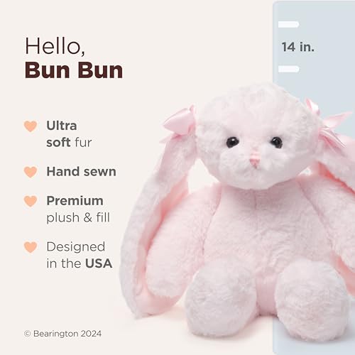 Bearington Bun Bun The Plush Easter Bunny, 14 Inch Pink Bunny Easter Stuffed Animal