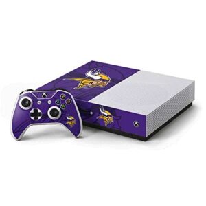 skinit decal gaming skin compatible with xbox one s console and controller bundle - officially licensed nfl minnesota vikings double vision design