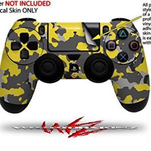 WraptorSkinz Skin Compatible with Sony PS4 Dualshock Controller PlayStation 4 Original Slim and Pro WraptorCamo Old School Camouflage Camo Yellow (Controller NOT Included)