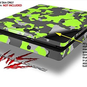 Vinyl Decal Skin Wrap compatible with Sony PlayStation 4 Slim Console WraptorCamo Old School Camouflage Camo Lime Green (PS4 NOT INCLUDED)