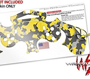 WraptorSkinz Skin Compatible with Sony PS4 Dualshock Controller PlayStation 4 Original Slim and Pro WraptorCamo Old School Camouflage Camo Yellow (Controller NOT Included)