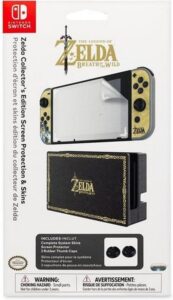 pdp gaming zelda collector's edition play and protect screen protection and skins screen protector, console skin, 2 joy con skins: zelda - nintendo switch