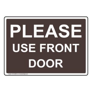 compliancesigns.com please use front door label decal, 5x3.5 inch 4-pack vinyl for enter/exit