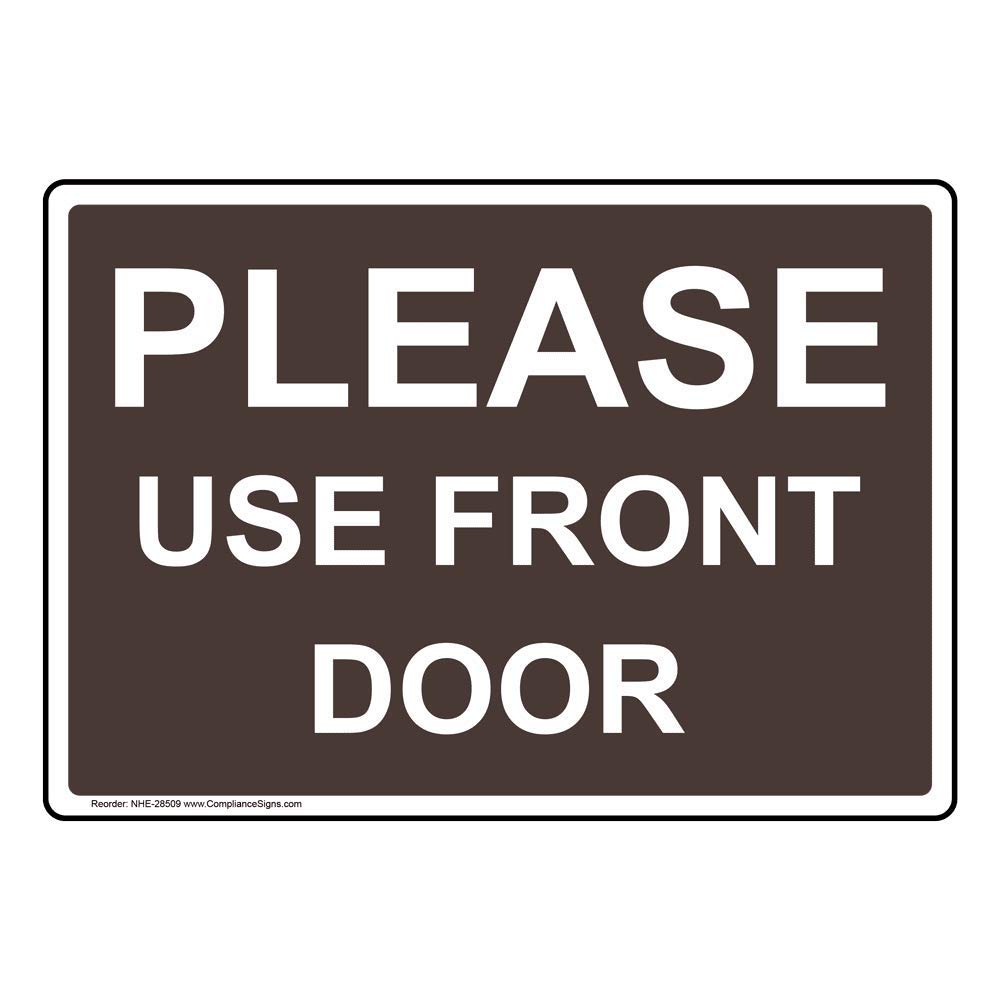 ComplianceSigns.com Please Use Front Door Label Decal, 5x3.5 inch 4-Pack Vinyl for Enter/Exit