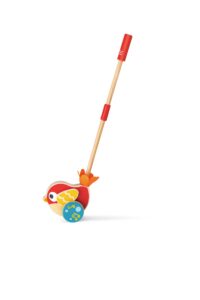 hape lilly musical push along | wooden push along baby walking bird, playful kids toy with detachable stick, multicolor, 22.05 inch (e0353)