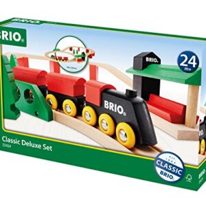 BRIO World 33424 - Classic Deluxe Railway Set - 25 Piece Wood Train Set with Accessories and Wooden Tracks for Kids Ages 2 and Up