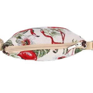 Signare Tapestry Small Crossbody Bag Sling Bag for Women with Pink and Green Flamingo Design (SLING-FLAM)