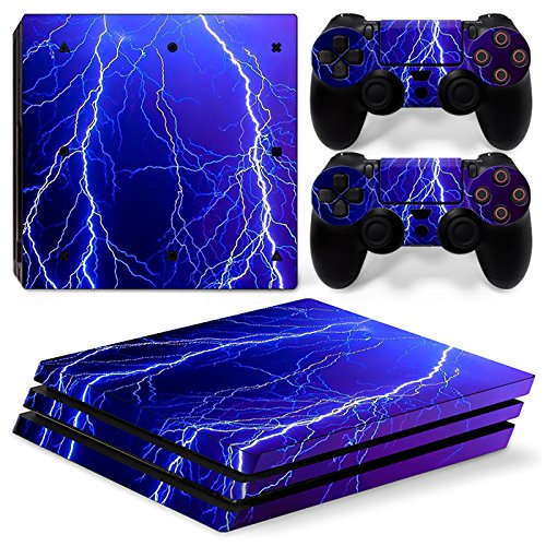 Gam3Gear Vinyl Decal Protective Skin Cover Sticker for PS4 Pro Console & Controller (NOT for PS4 / PS4 Slim) - Blue Thunder