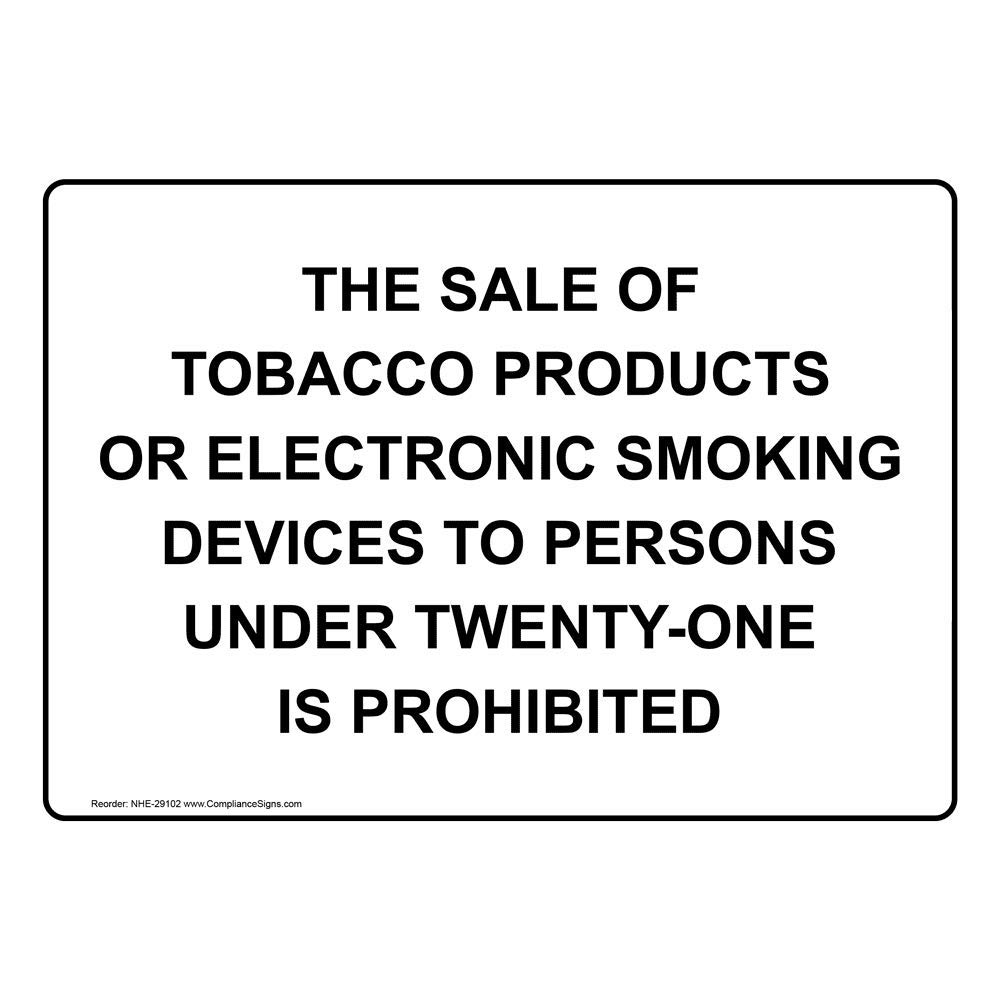 ComplianceSigns.com Sale Tobacco Under Twenty-One Prohibited Label Decal, 10x7 in. Vinyl for No Smoking