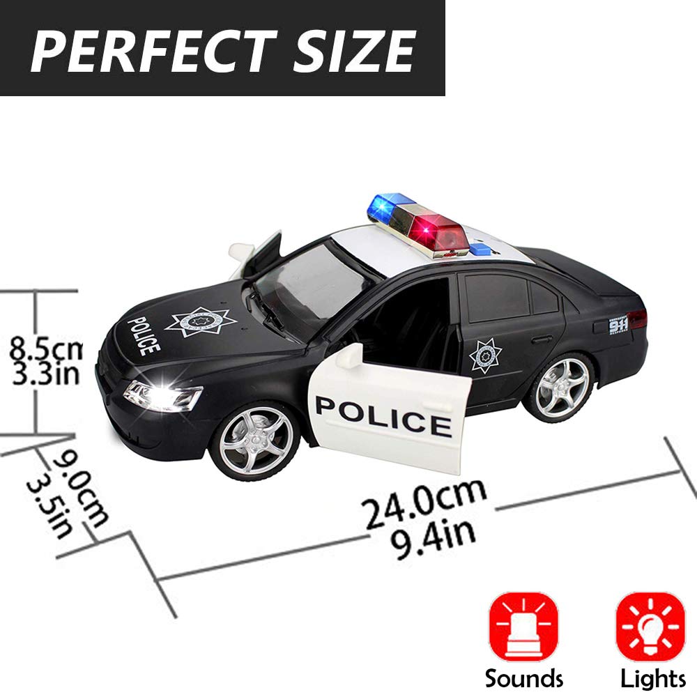 Liberty Imports Toy Police Car with Light & Sounds – Friction Powered Plastic Patrol Cop Play Vehicle with Openable Doors for Kids