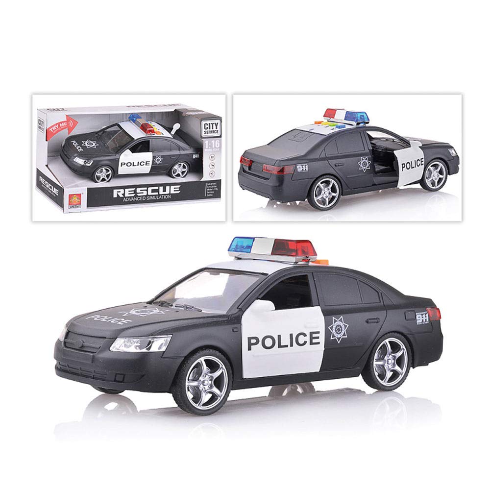 Liberty Imports Toy Police Car with Light & Sounds – Friction Powered Plastic Patrol Cop Play Vehicle with Openable Doors for Kids