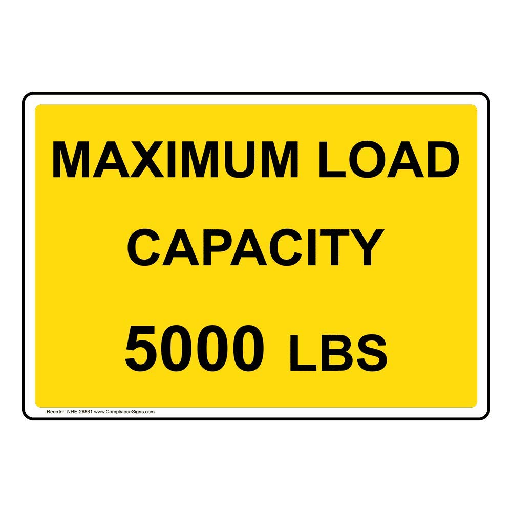 ComplianceSigns.com Maximum Load Capacity 5000 Lbs Label Decal, 5x3.5 in. 4-Pack Vinyl for Industrial Notices