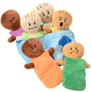 constructive playthings 6-piece expression plush baby dolls set for social emotional learning, plush multicultural sensory cloth babies toy set, multicolor