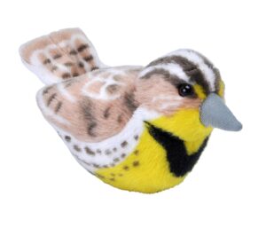 wild republic audubon birds western meadowlark plush with authentic bird sound, stuffed animal, bird toys for kids and birders