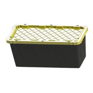 55 gal. tough polypropylene plastic storage tote in black (pack of 4)