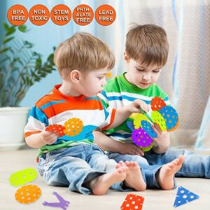 Skoolzy Rainbow Jumbo Creative Flakes 120 Piece Set - Montessori Sensory Toys Toddler Toys Building Blocks Occupational Therapy Educational Toys for Toddlers STEM Toys for Ages 2+ Includes eBook