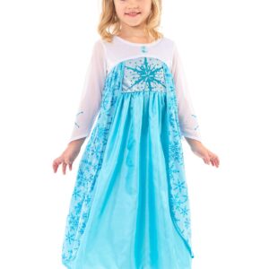 Little Adventures Ice Princess Dress up Costume for Girls (Medium 3-5) - Machine Washable Child Pretend Play and Party Dress with No Glitter