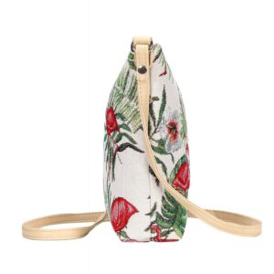 Signare Tapestry Small Crossbody Bag Sling Bag for Women with Pink and Green Flamingo Design (SLING-FLAM)