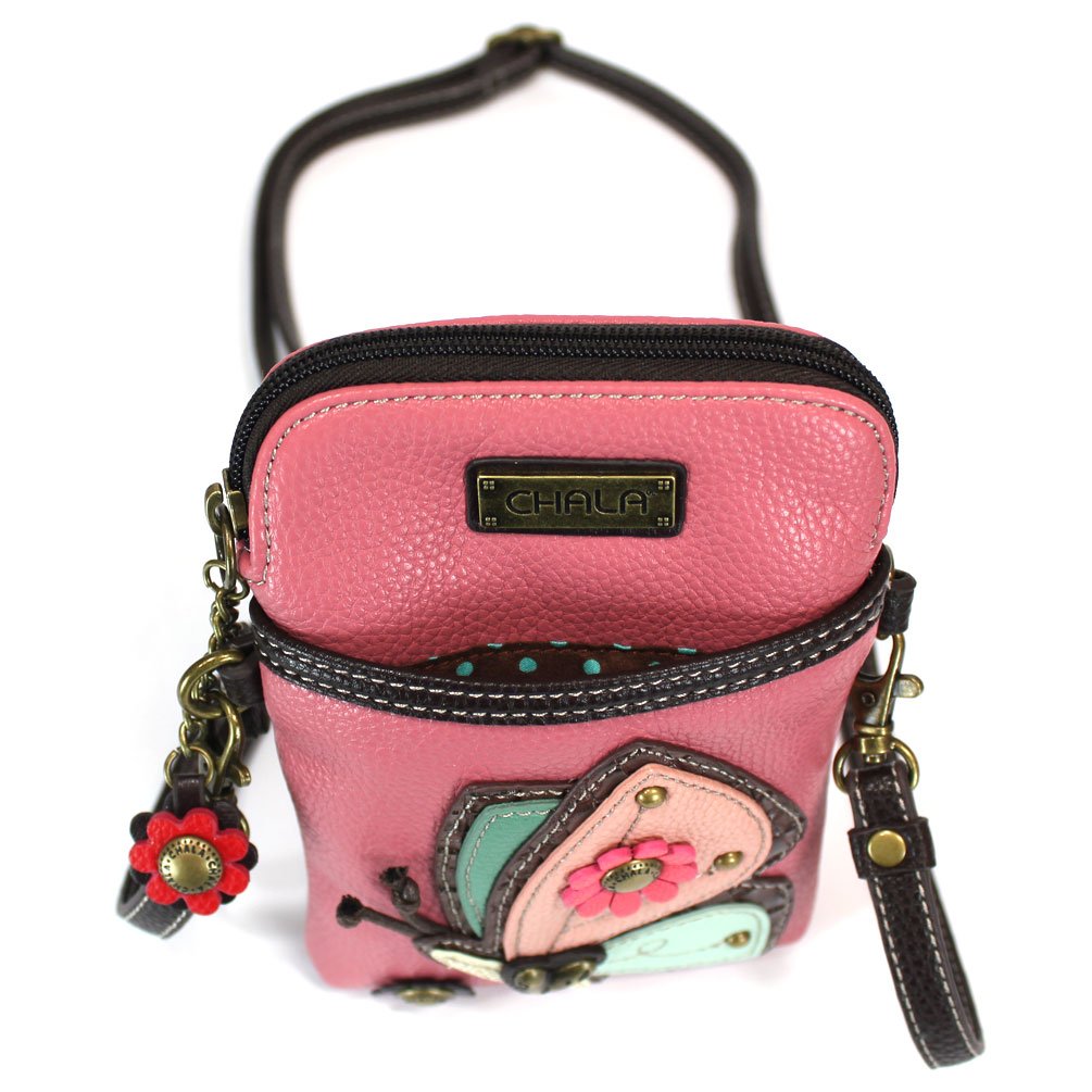 Chala Handbags Charming Butterfly Theme Collection (Pink Phone Purse) Small