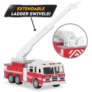 Driven by Battat — 1:24 Scale Fire Truck – Small Toy Truck with Lights, Sounds & More for Boys & Girls Age 3+