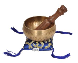 tibetan meditation yoga singing bowl set by kasthamandap - hand hammered in nepal - handcrafted bowl for relaxing meditation, chakra healing, yoga and mindfulness