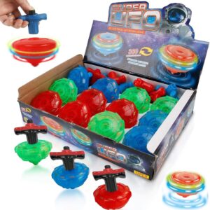 12-pack light up spinner tops - ufo spinning tops with gyroscope, led flashing toy bulk novelty party favors & fun stocking stuffers, goodie bag fillers for kids