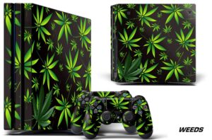 247 skins graphics kit sticker decal compatible with ps4 playstation 4 pro and dualshock controllers - weed