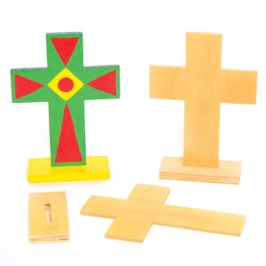 baker ross ac638 wooden cross kit - pack of 4, stand up crafts for kids to design, paint and assemble for easter or christmas art activities, great for sunday schools or classrooms