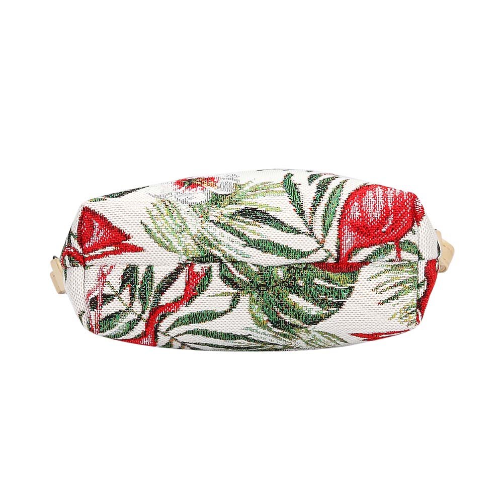 Signare Tapestry Small Crossbody Bag Sling Bag for Women with Pink and Green Flamingo Design (SLING-FLAM)