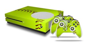 wraptorskinz decal vinyl skin wrap compatible with xbox one s console and controllers - softball