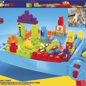 Mega Bloks First Builders Build 'n Learn Table with Big Building Blocks, Building Toys for Toddlers (30 Pieces)