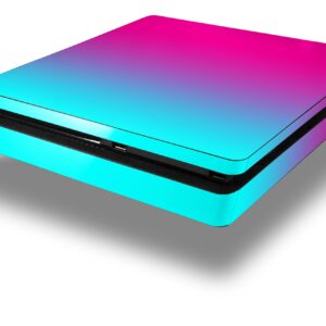 Vinyl Decal Skin Wrap compatible with Sony PlayStation 4 Slim Console Smooth Fades Neon Teal Hot Pink (PS4 NOT INCLUDED)