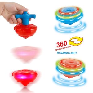 12-Pack Light Up Spinner Tops - UFO Spinning Tops with Gyroscope, LED Flashing Toy Bulk Novelty Party Favors & Fun Stocking Stuffers, Goodie Bag Fillers for Kids