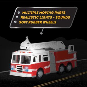 Driven by Battat — 1:24 Scale Fire Truck – Small Toy Truck with Lights, Sounds & More for Boys & Girls Age 3+