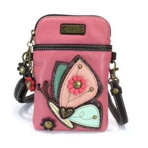 chala handbags charming butterfly theme collection (pink phone purse) small