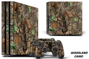 247 skins graphics kit sticker decal compatible with ps4 playstation 4 pro and dualshock controllers - woodland camo