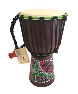 djembe drum bongo congo african wood drum - med size- 12" high, jive brand, professional quality with heavy base/includes drum key chain