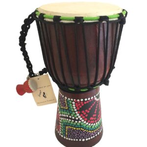 Djembe Drum Bongo Congo African Wood Drum - MED SIZE- 12" High, JIVE BRAND, Professional Quality With Heavy Base/Includes Drum Key Chain