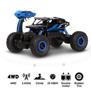 Cheerwing 1:18 Rock Crawler 2.4Ghz Remote Control Car 4WD Off Road RC Monster Truck 2 Battery (Blue)