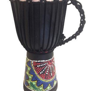 Djembe Drum Bongo Congo African Wood Drum - MED SIZE- 12" High, JIVE BRAND, Professional Quality With Heavy Base/Includes Drum Key Chain