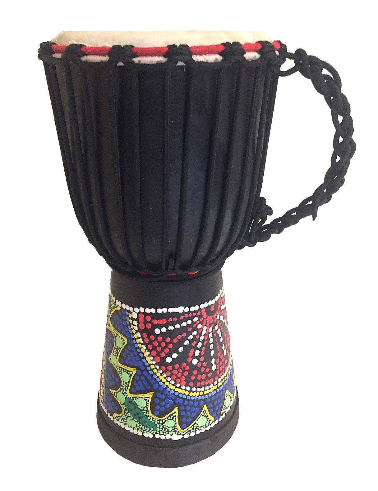 Djembe Drum Bongo Congo African Wood Drum - MED SIZE- 12" High, JIVE BRAND, Professional Quality With Heavy Base/Includes Drum Key Chain