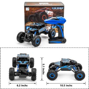 Cheerwing 1:18 Rock Crawler 2.4Ghz Remote Control Car 4WD Off Road RC Monster Truck 2 Battery (Blue)