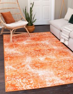 unique loom sofia collection area rug - grand (7' 10" x 10' rectangle, orange/ ivory)